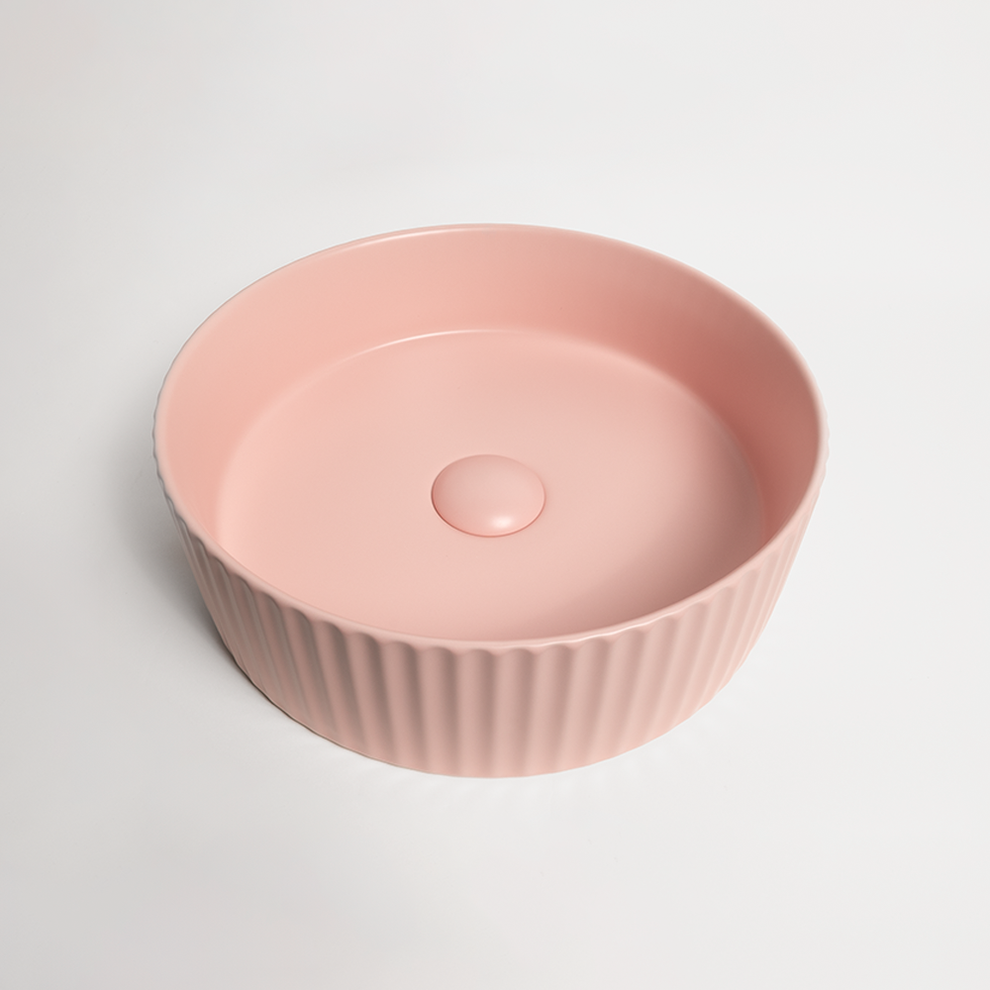 Camilla Fluted Matte Pink Basin – SpecSpace