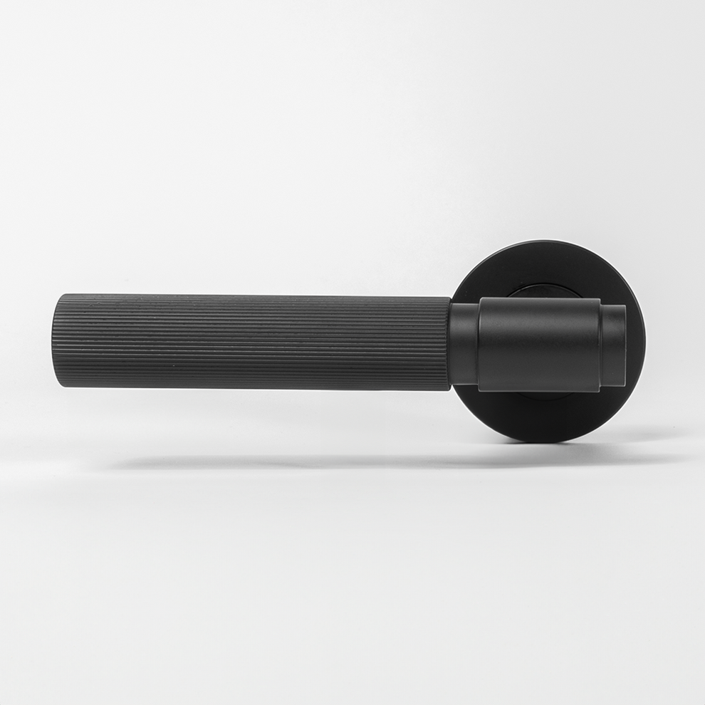 Marko Door Handle Linear Reeded Matte Black — SpecSpace