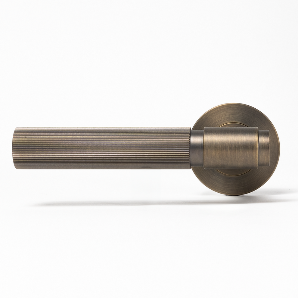 Marko Door Handle Linear Reeded Brushed Vintage Antique Brass – SpecSpace