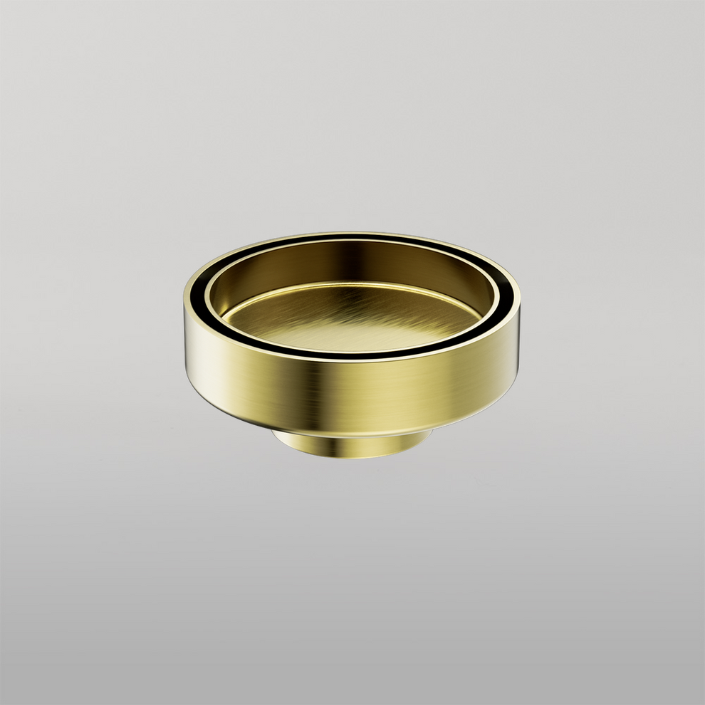 100mm Round Tile Insert Floor Waste 50mm Outlet Brushed Gold — SpecSpace