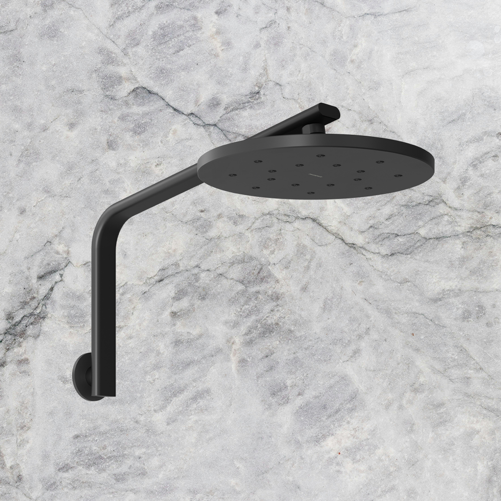 Oxley High-Rise Shower Arm & Rose Matte Black — SpecSpace